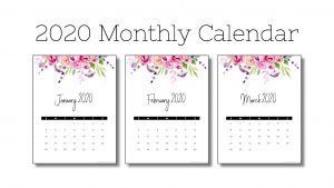2020 Vertical Monthly Calendar (Flowers) - My Printable Home