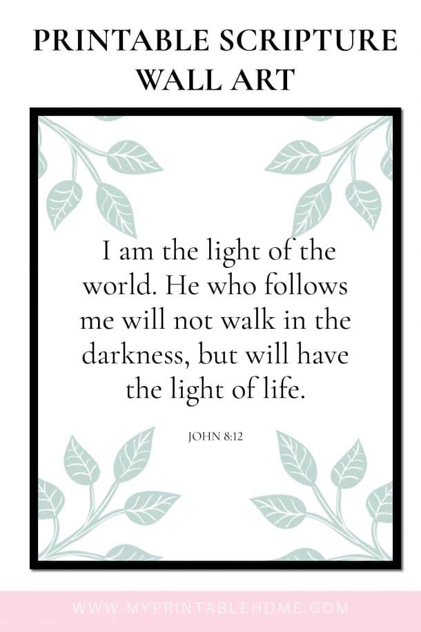 I Am the Light of the World - John 8:12 (Scripture Wall Art) - My ...