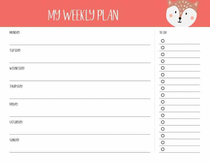 7 FREE Animal Printable Weekly Planners - My Printable Home