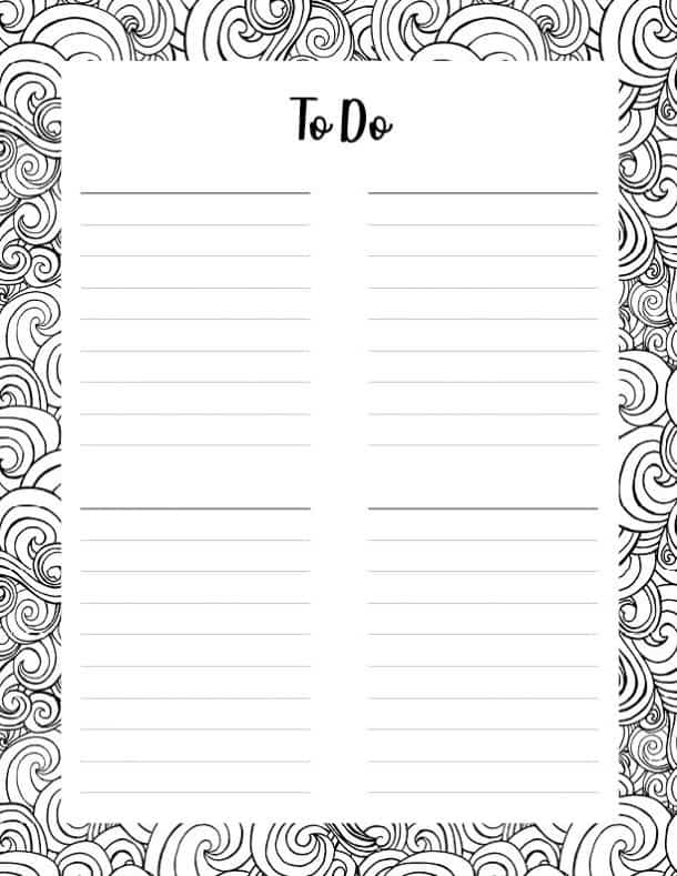11 FREE Printable To Do Lists That You Can Color In - My Printable Home