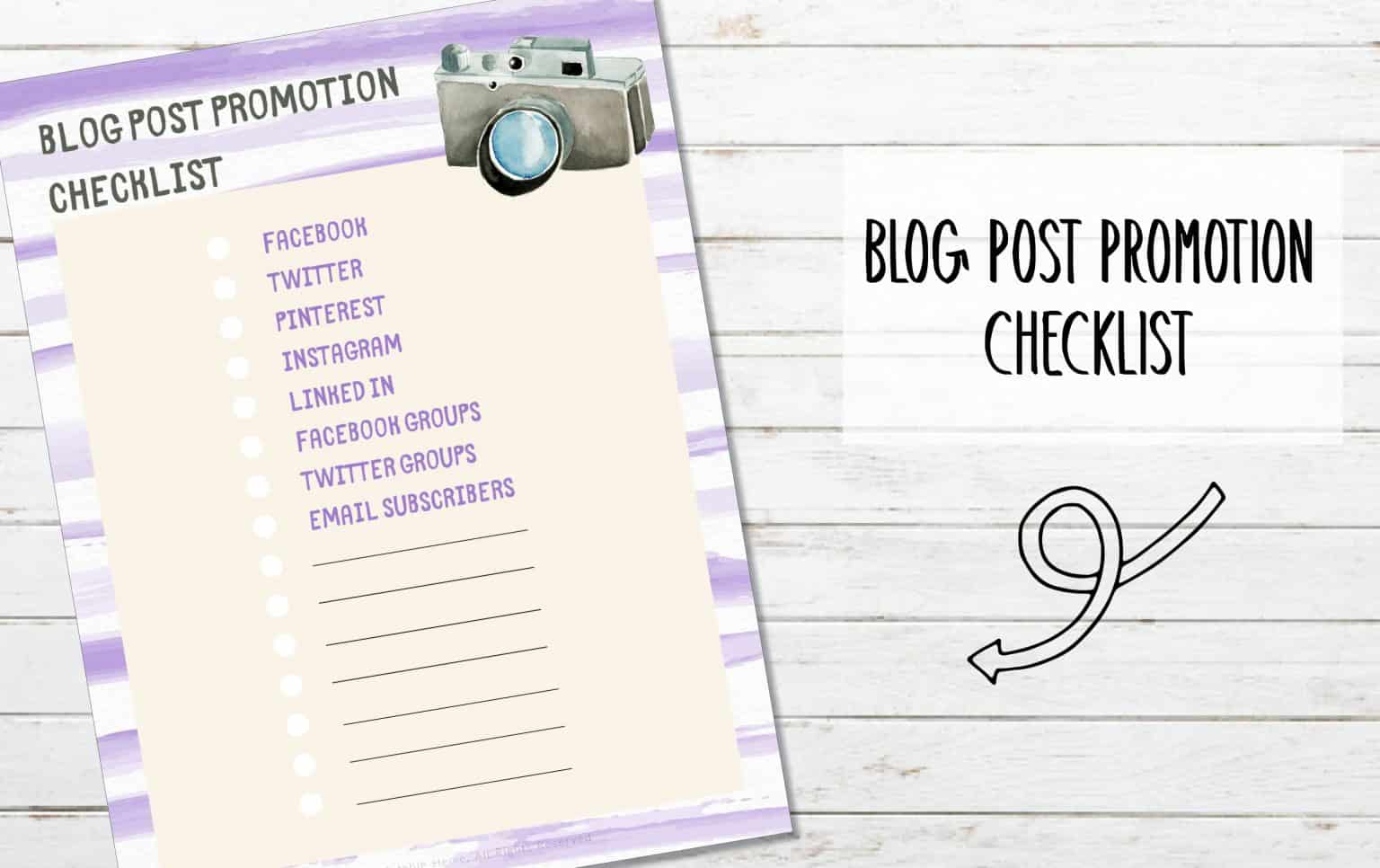 Free Printable Blog Post Promotion Check List - My Printable Home