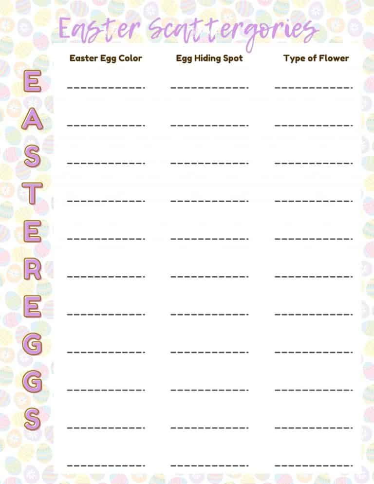 FREE Printable Easter Scattergories Game - My Printable Home