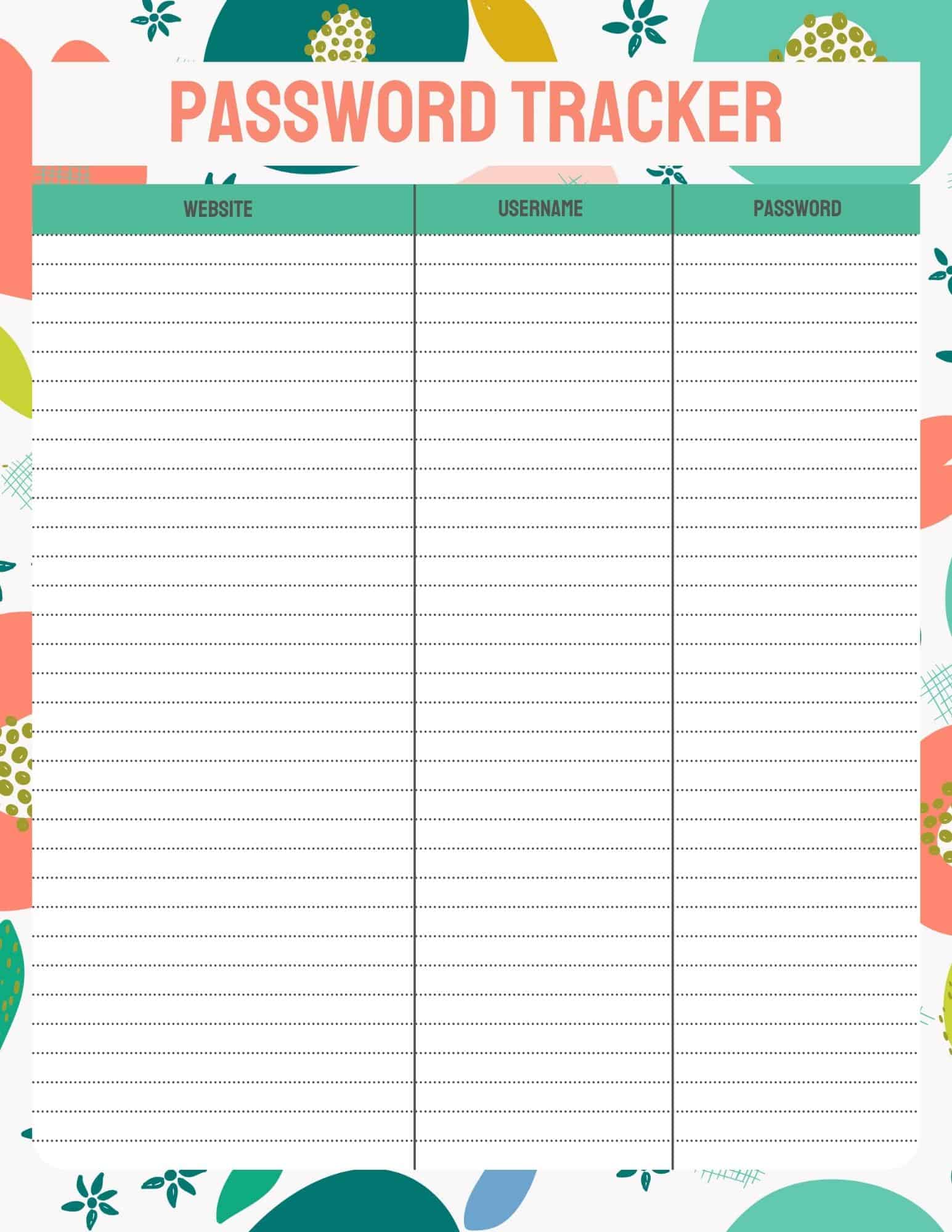 13 FREE Printable Password Trackers - My Printable Home