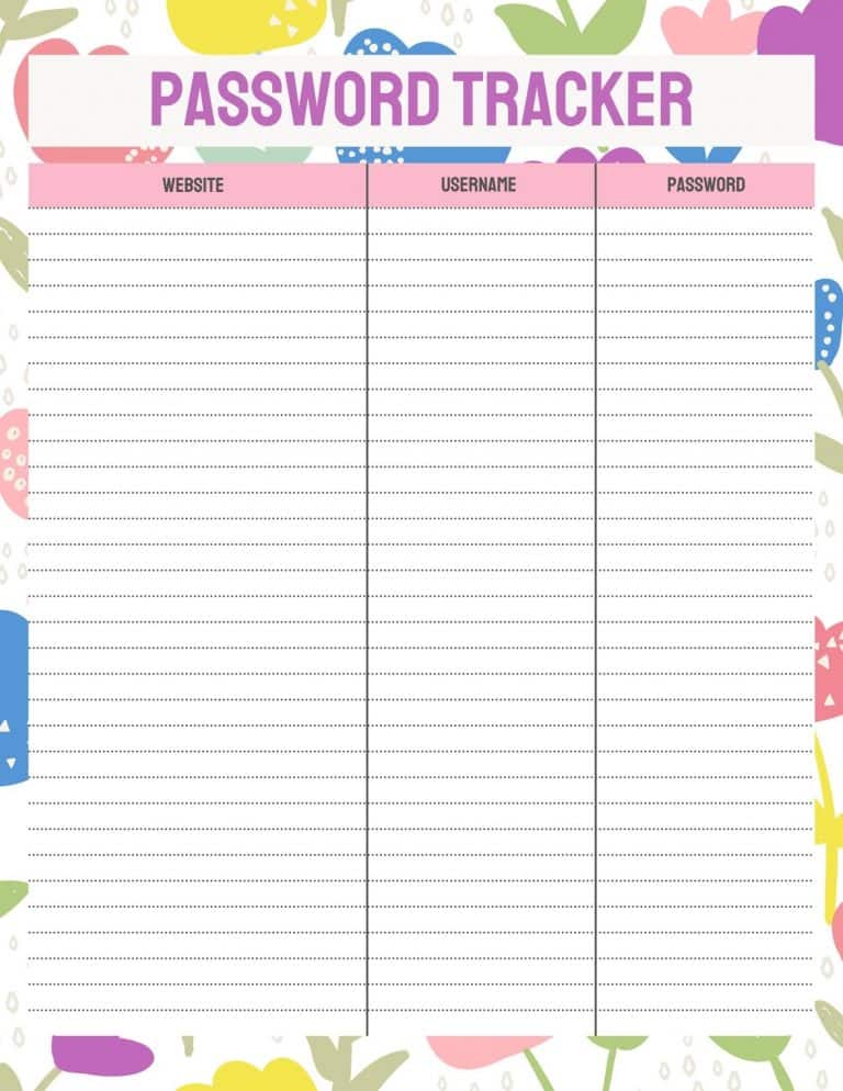 13 FREE Printable Password Trackers - My Printable Home