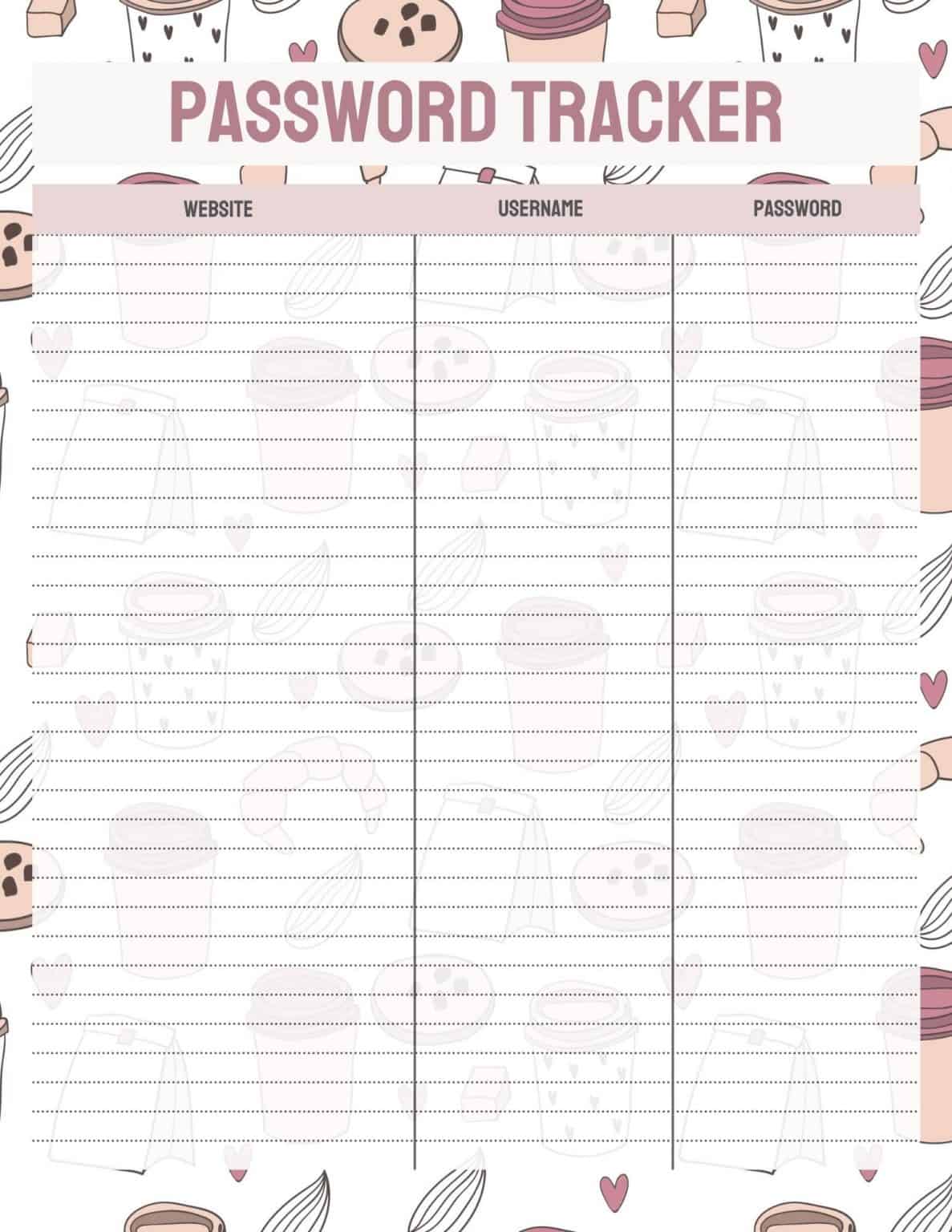 13 FREE Printable Password Trackers - My Printable Home