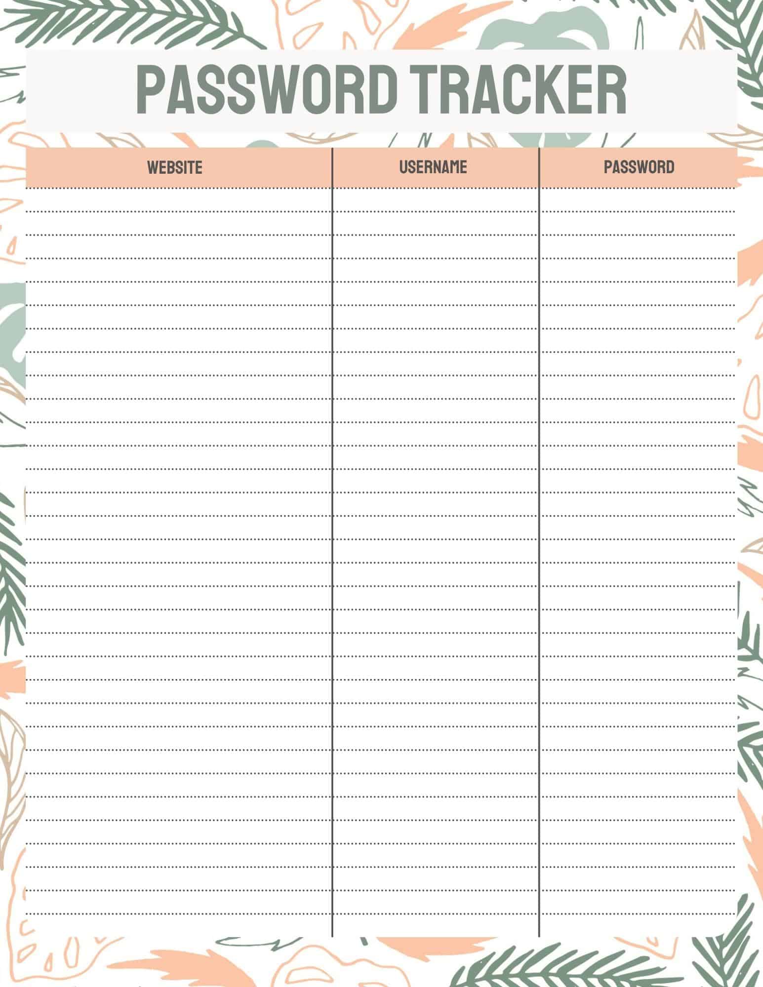 13 FREE Printable Password Trackers - My Printable Home