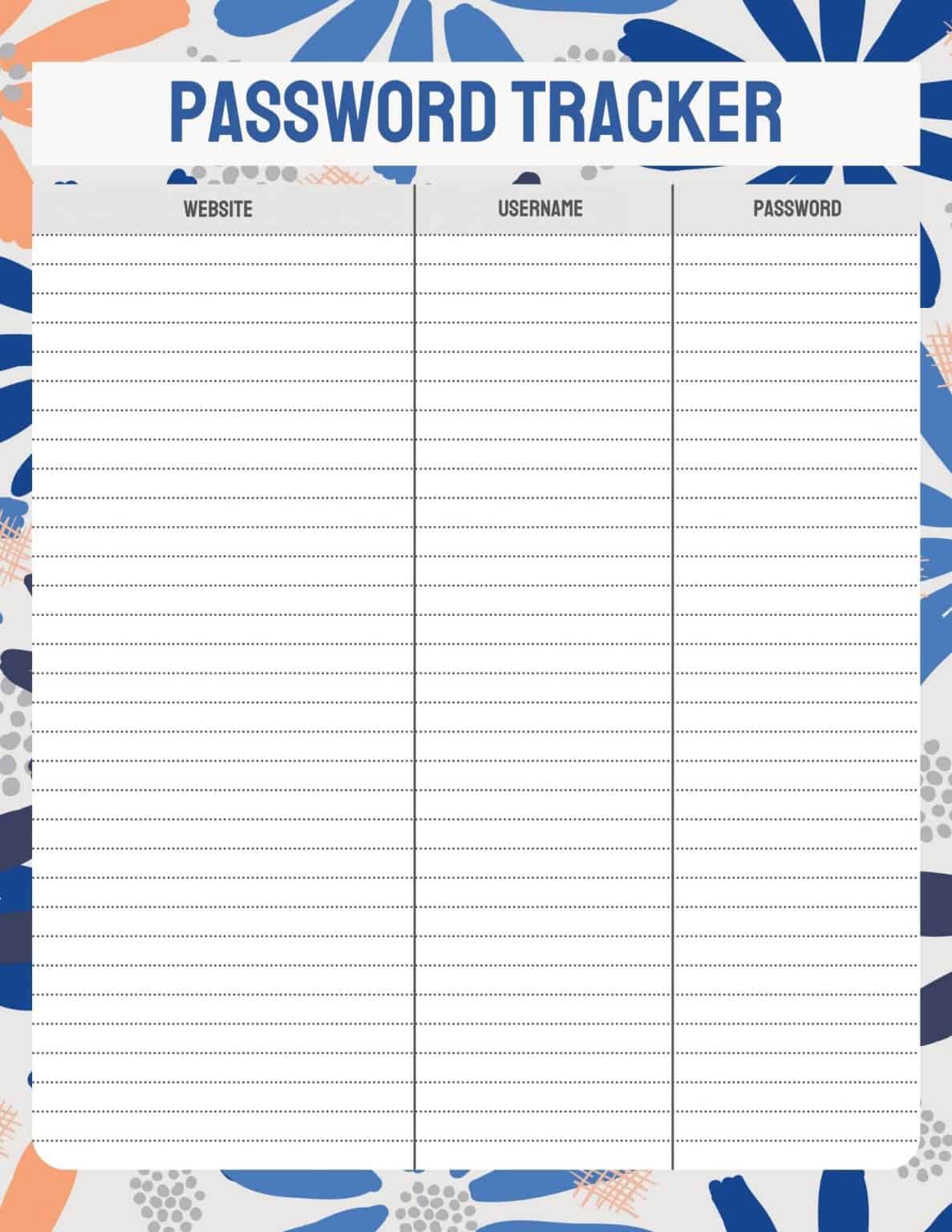 13 FREE Printable Password Trackers - My Printable Home