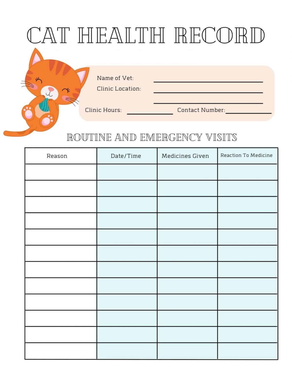 5 FREE Printable Pet Health Record Sheets - My Printable Home