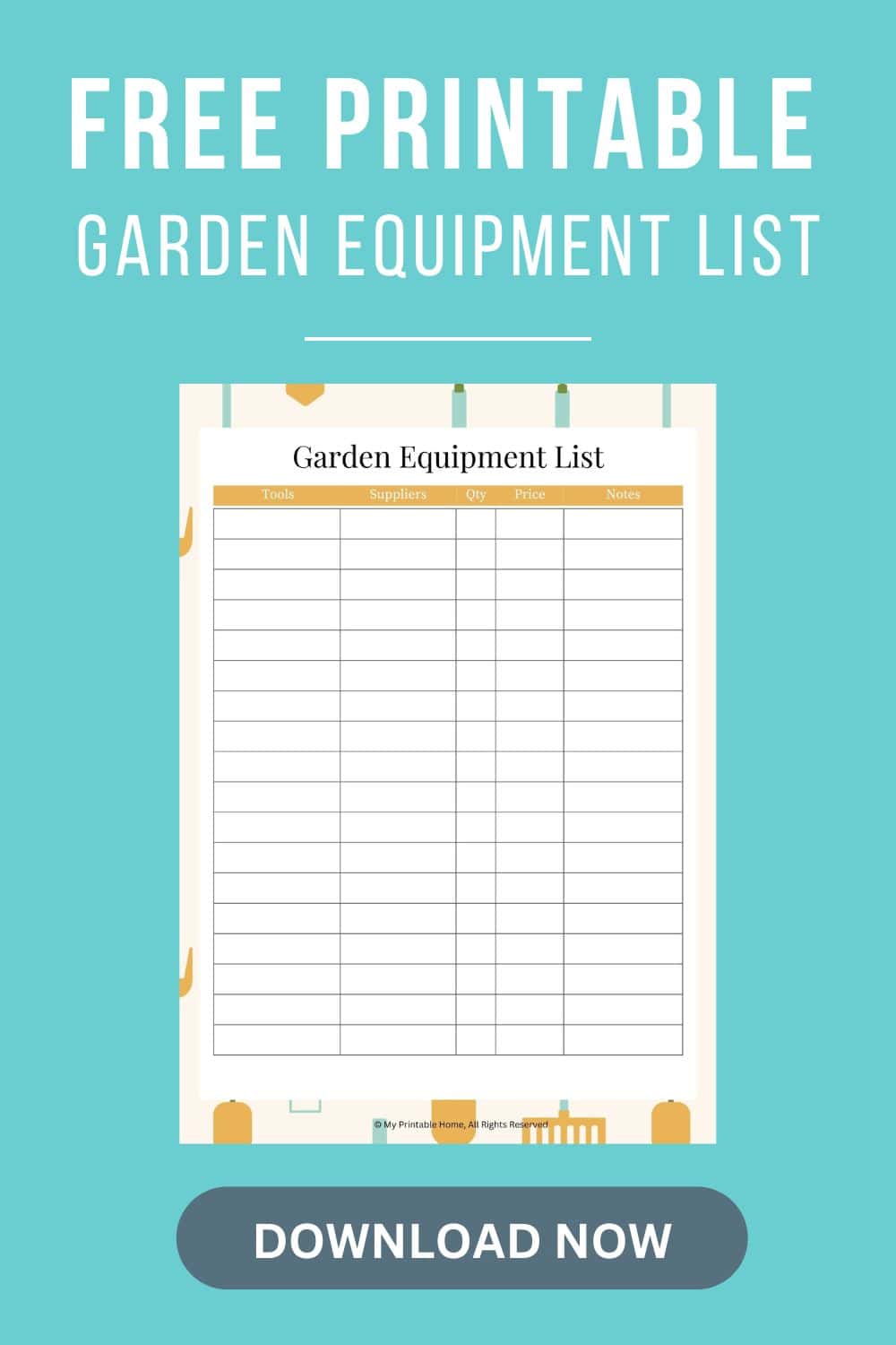 FREE Printable Garden Equipment List - My Printable Home