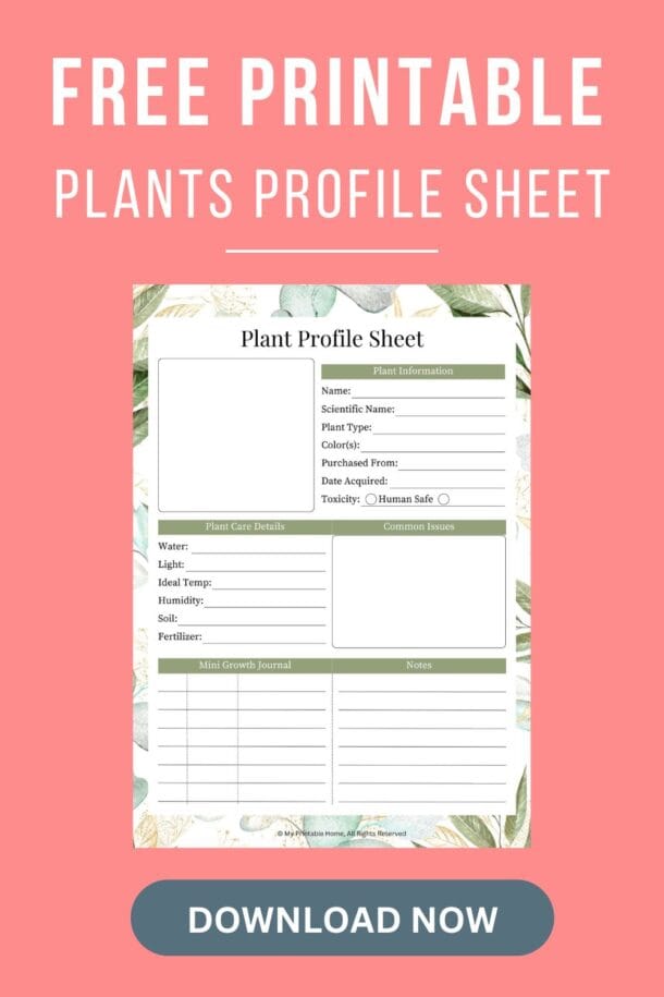 FREE Printable Plant Profile Sheet - My Printable Home