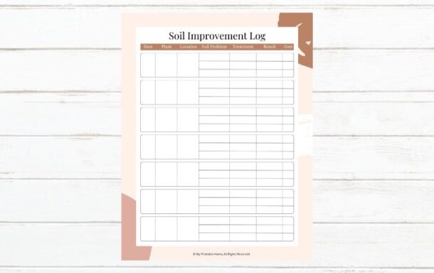 FREE Printable Garden Soil Improvement Log - My Printable Home