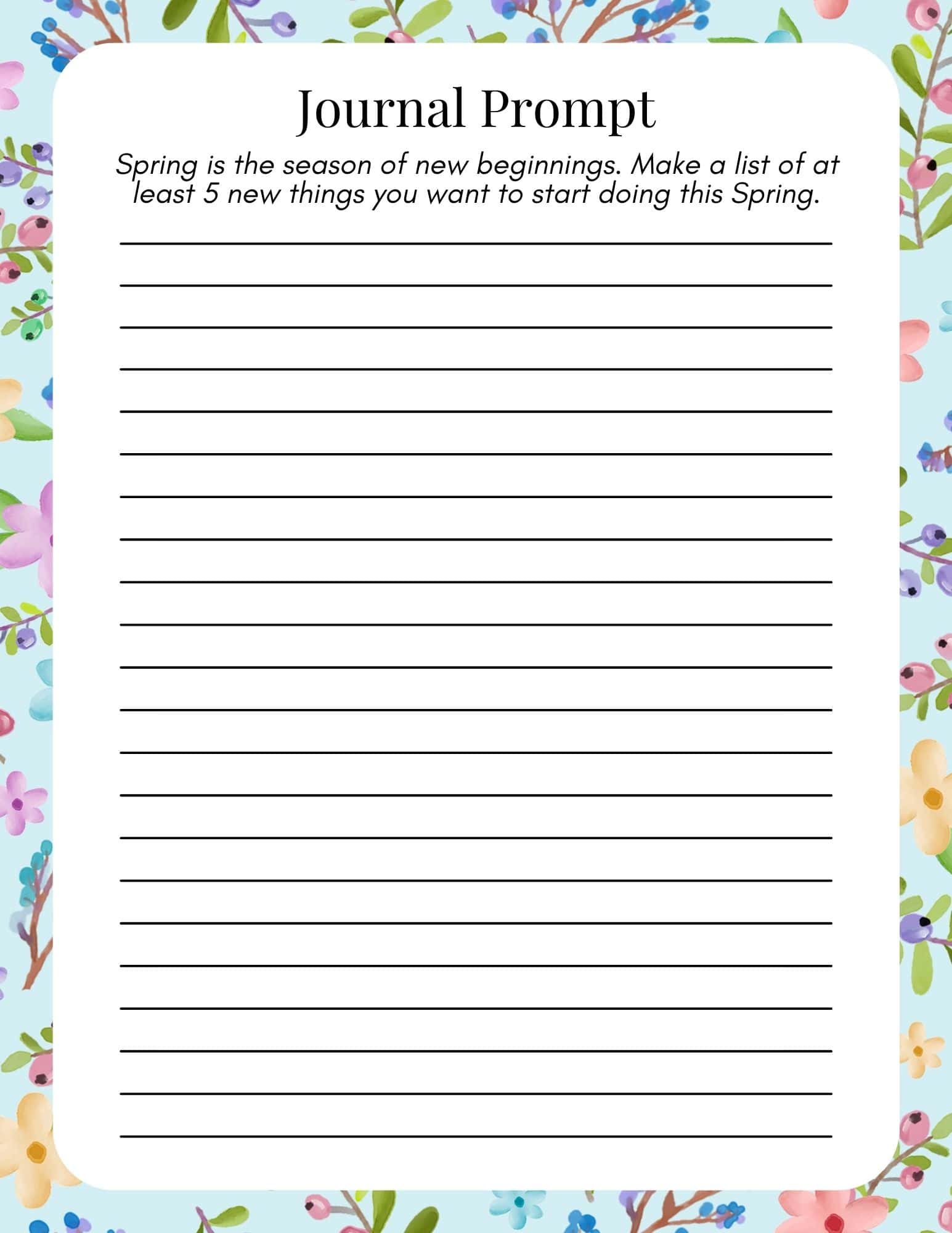 Free Printable Spring Journal {with 49 Inspiring Prompts} - My ...