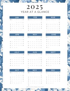 25 FREE Printable Year-at-a-Glance Calendars - My Printable Home