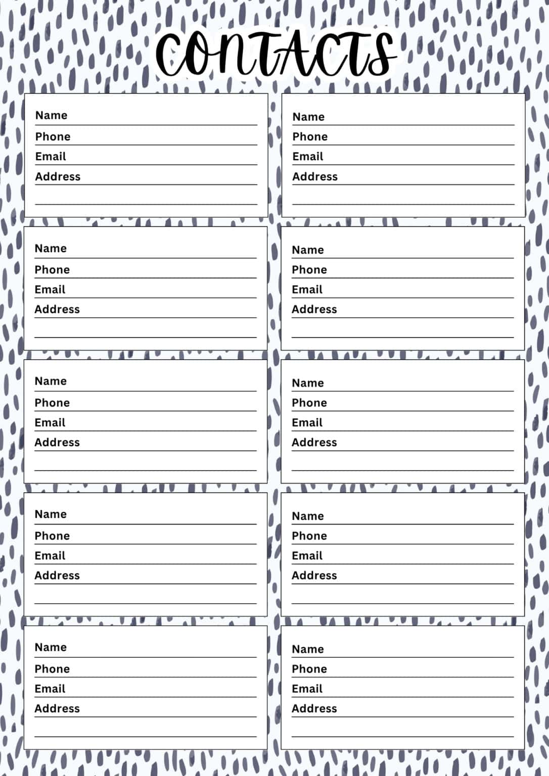 20 FREE Printable Contact Lists - My Printable Home