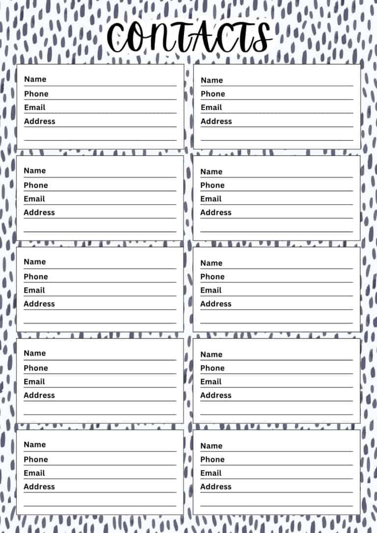 20 FREE Printable Contact Lists - My Printable Home