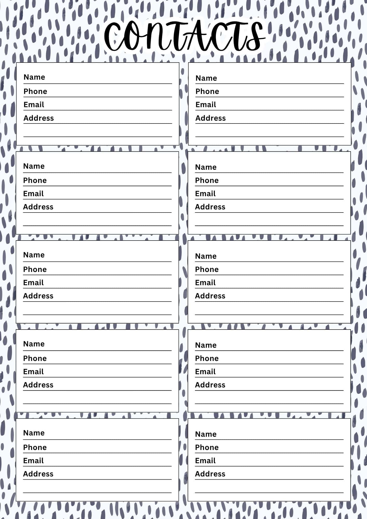 20 FREE Printable Contact Lists - My Printable Home