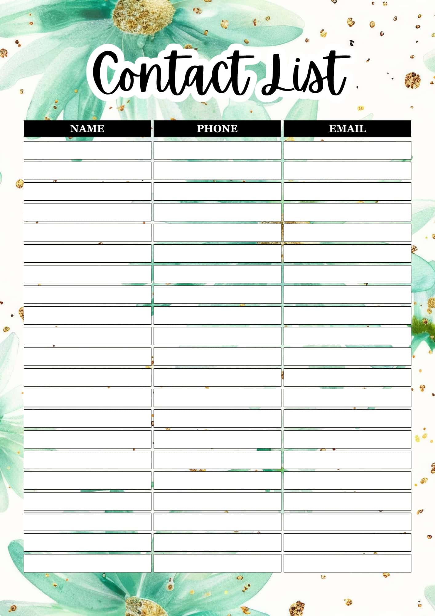 20 FREE Printable Contact Lists - My Printable Home