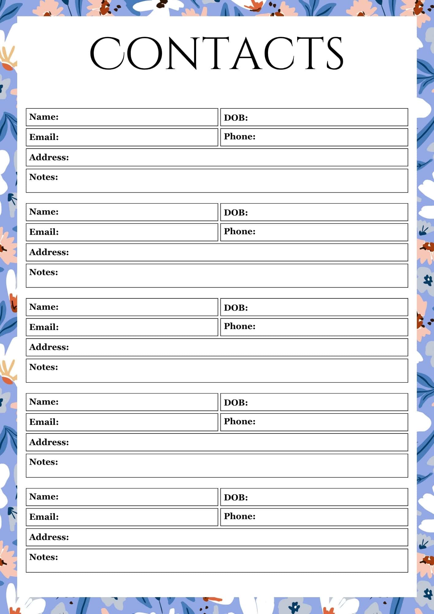 20 FREE Printable Contact Lists - My Printable Home