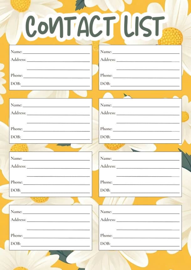 20 FREE Printable Contact Lists - My Printable Home
