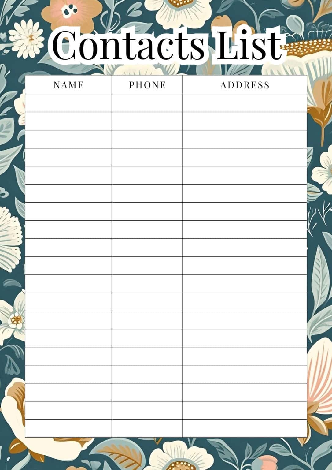 20 FREE Printable Contact Lists - My Printable Home