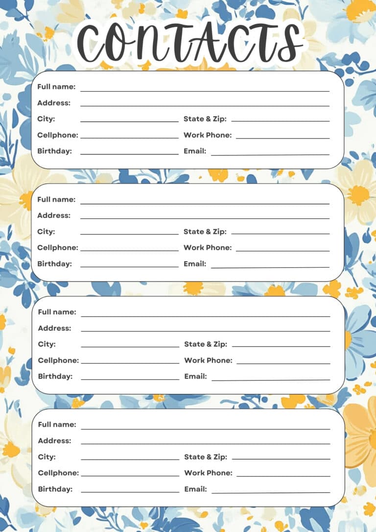 20 FREE Printable Contact Lists - My Printable Home