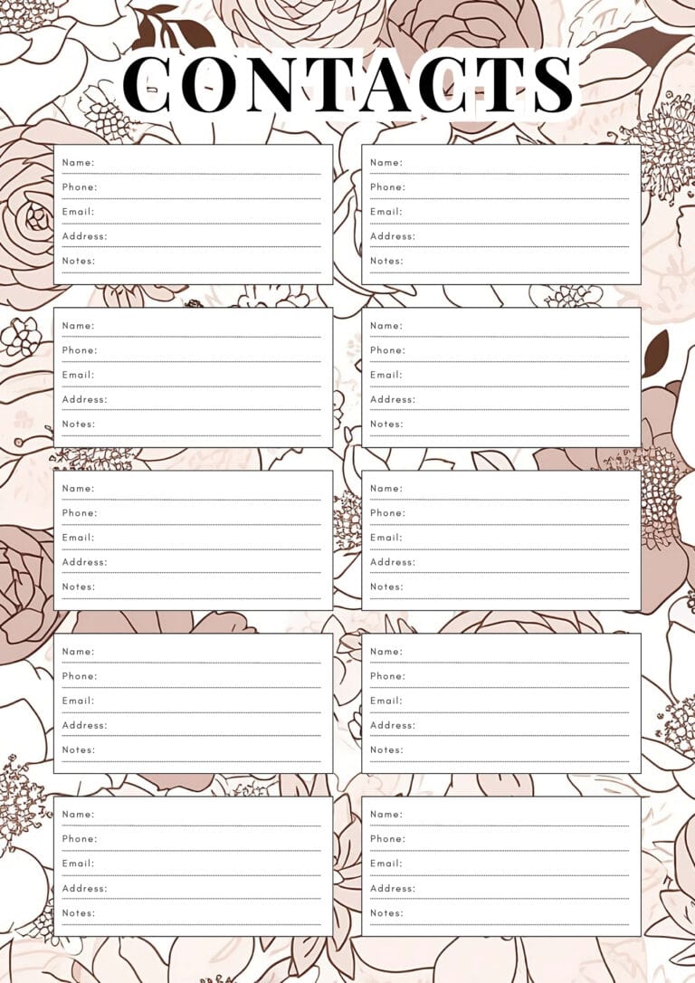 20 FREE Printable Contact Lists - My Printable Home