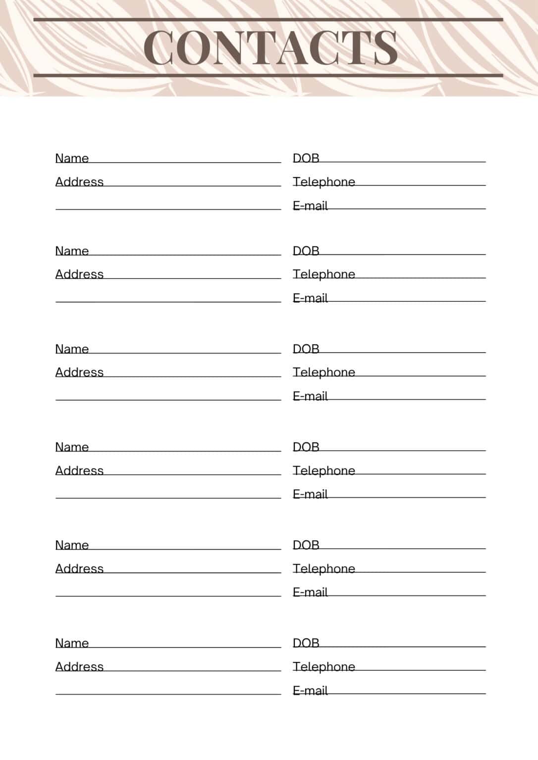 20 FREE Printable Contact Lists - My Printable Home