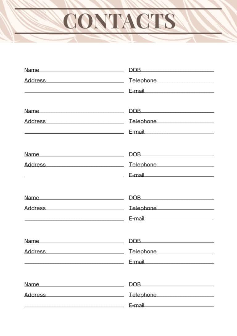 20 FREE Printable Contact Lists - My Printable Home