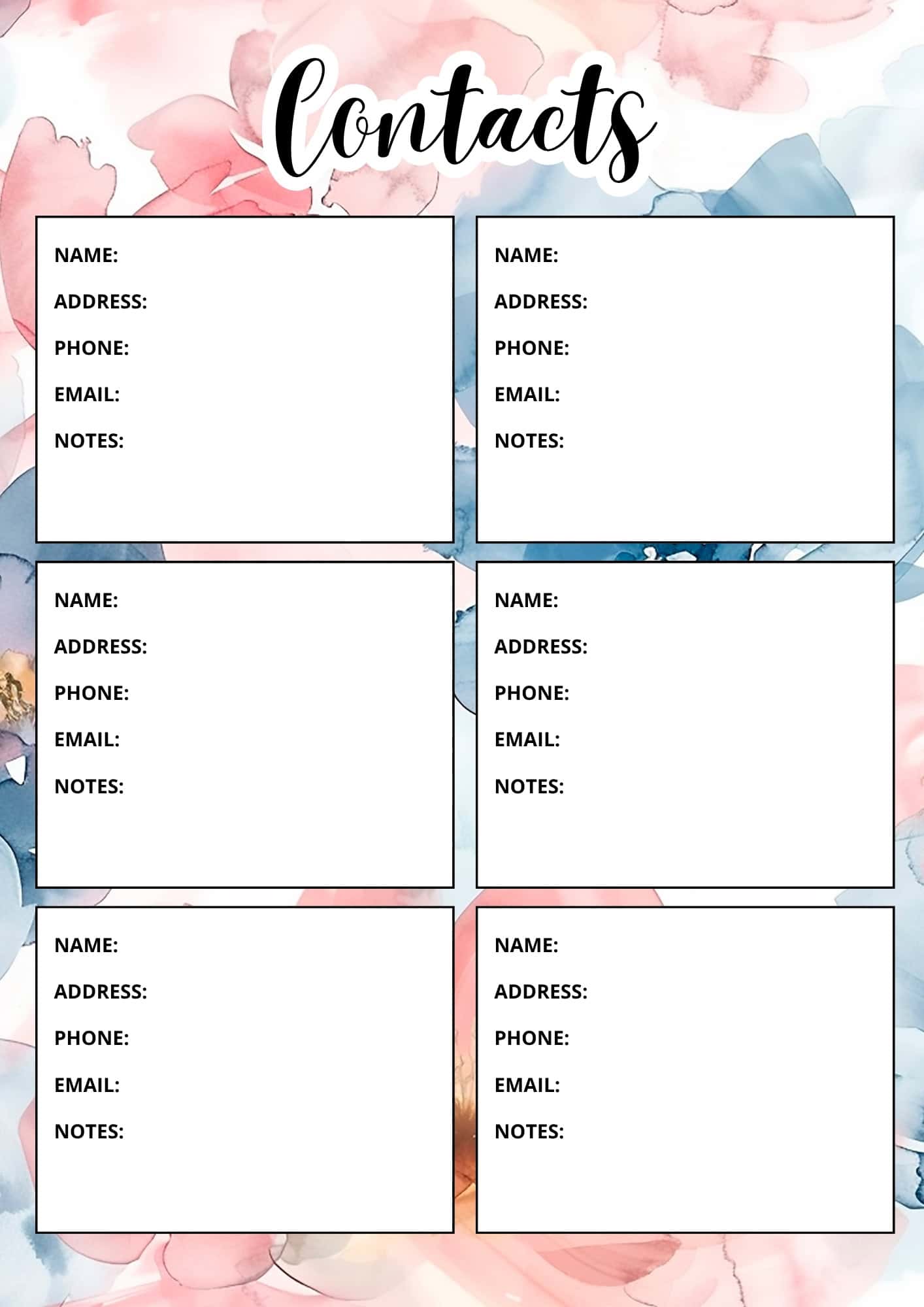 20 FREE Printable Contact Lists - My Printable Home