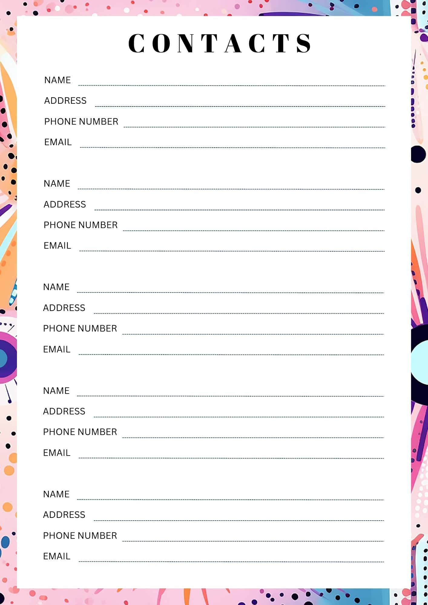 20 FREE Printable Contact Lists - My Printable Home