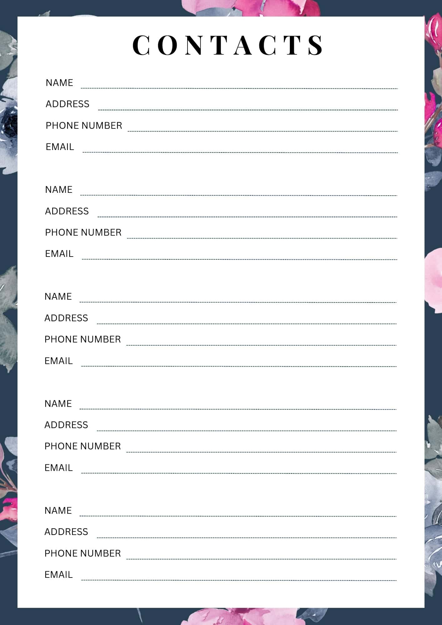 20 FREE Printable Contact Lists - My Printable Home