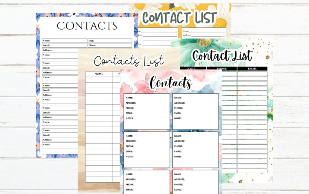 20 FREE Printable Contact Lists - My Printable Home